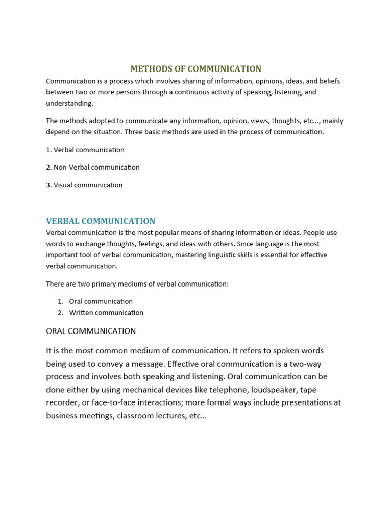 Methods Of Communication Pdf