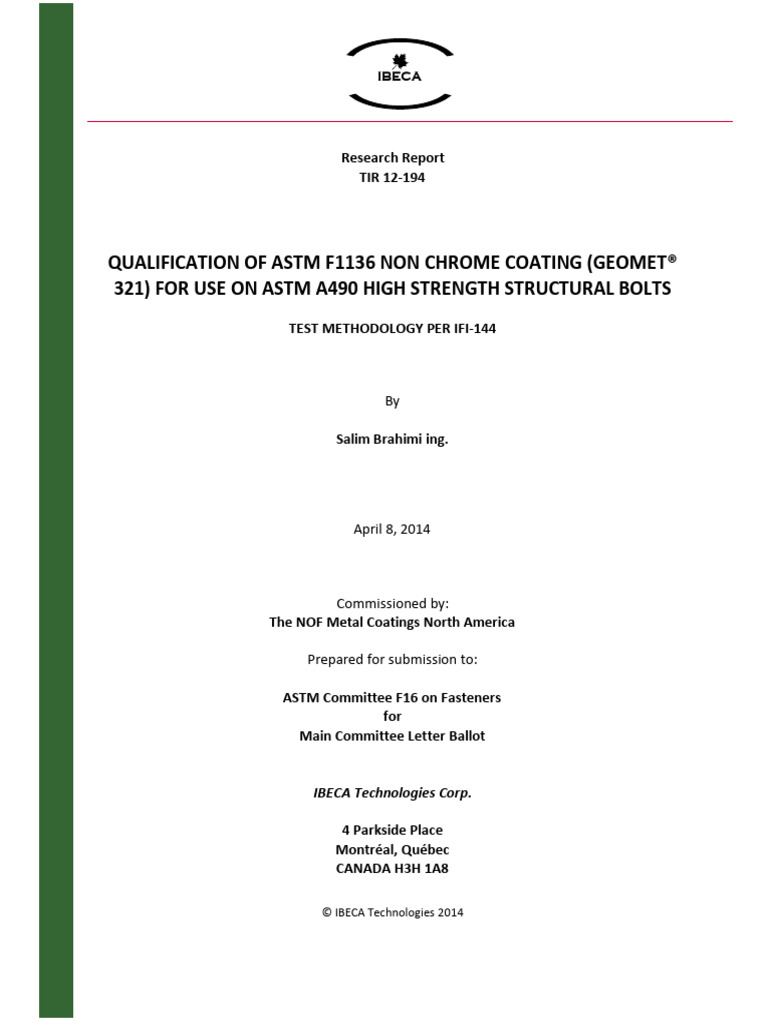B3. Brahimi_2014_Qualification of ASTM F1136 non-chrome GEOMET 321 for use with ASTM A490 high ...