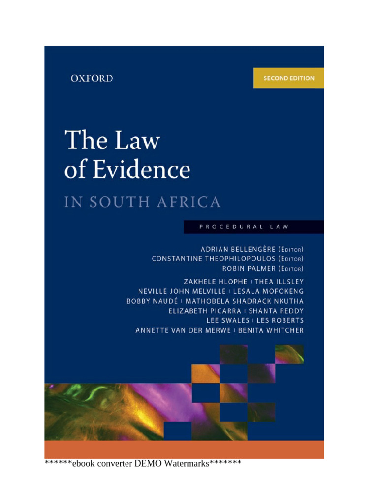 The Law of Evidence in South Africa 2e | PDF | Evidence (Law) | Affidavit