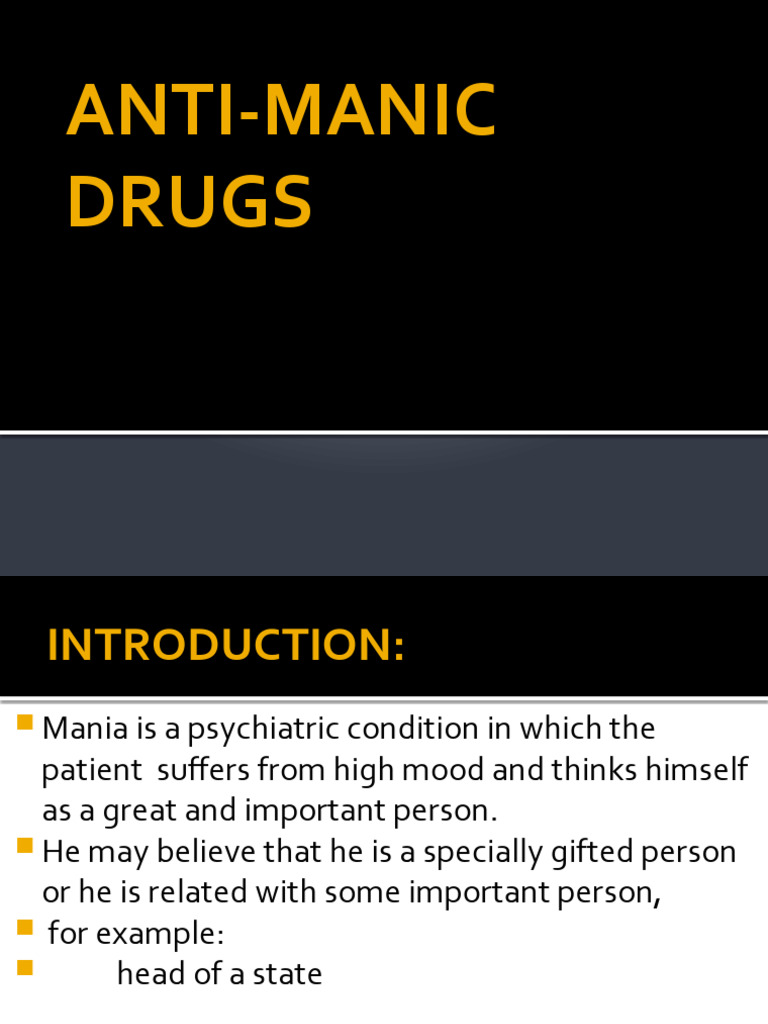 Anti-Manic Drugs | PDF | Mania | Medicine