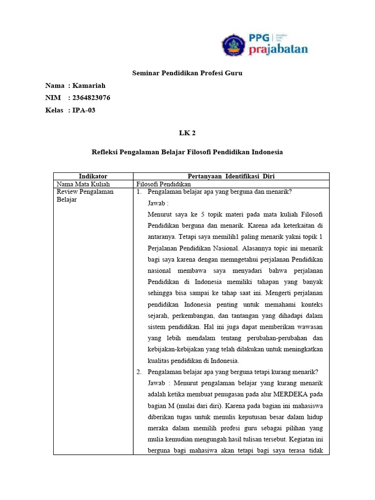 Kamariah (LK 2. FPI) | PDF