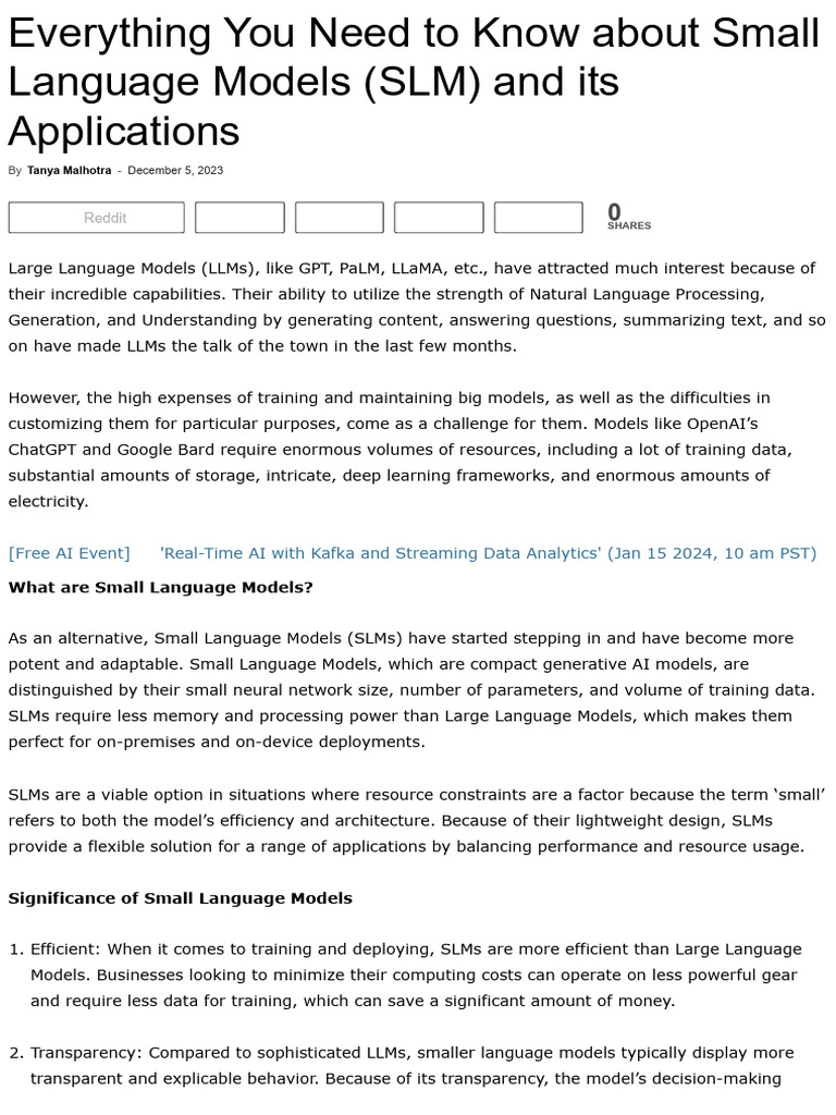 Small Language Models: Key Applications | PDF | Artificial Intelligence ...