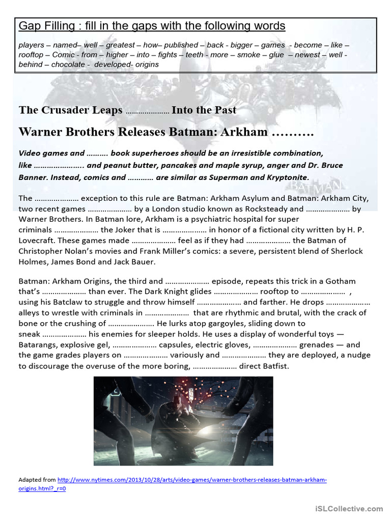 Batman New Video Game To Explain Comparison 2 | PDF | Batman