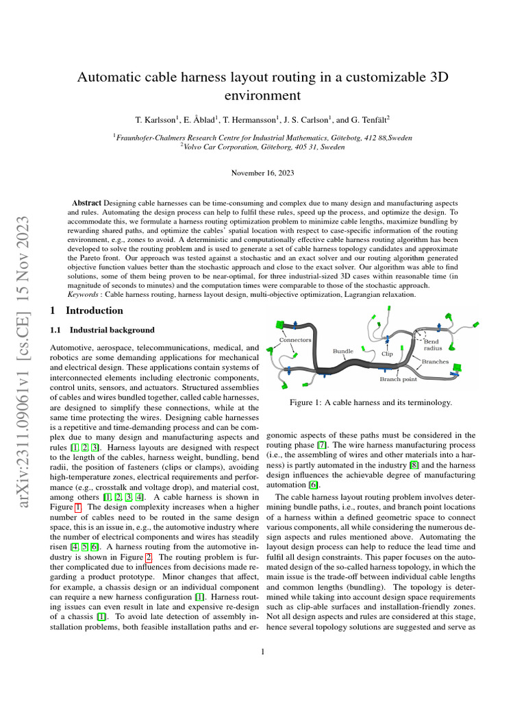 Automatic Cable Harness Layout Routing in A Customizable 3D Environment ...