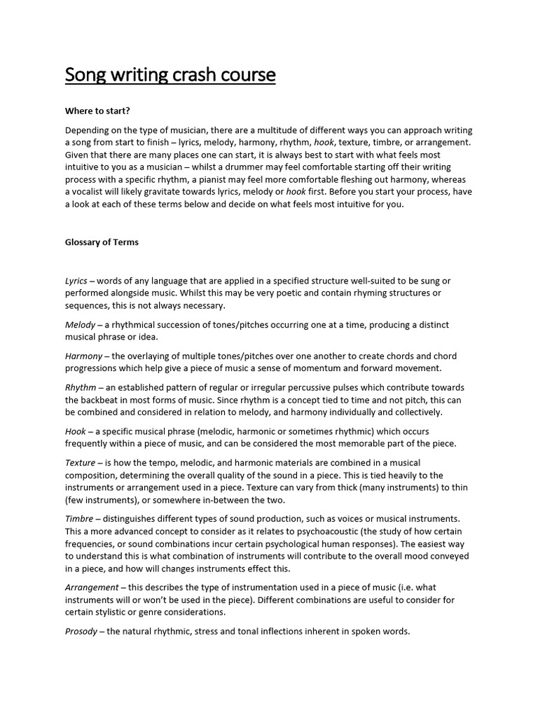 Song Writing Crash Course | PDF | Stress (Linguistics) | Rhythm