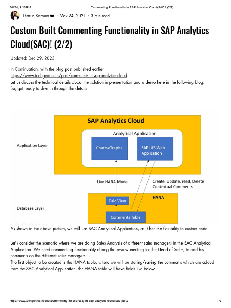 Commenting Functionality in SAP Analytics Cloud (SAC) | PDF | Web Application | Application Software