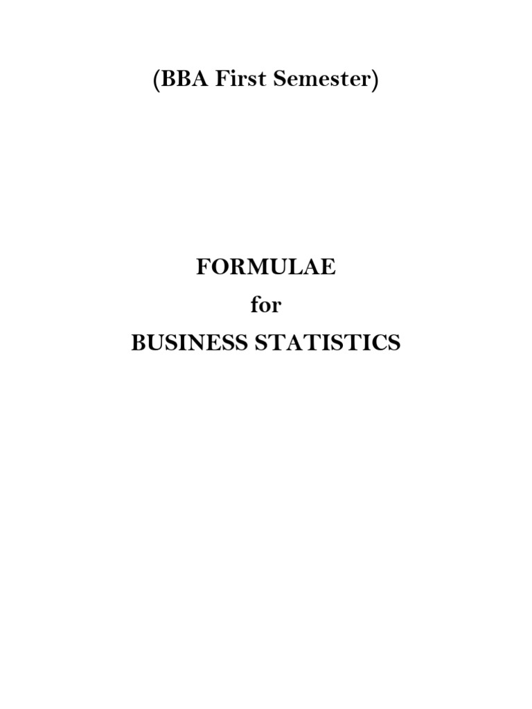 Business Statistics - Formulae | PDF