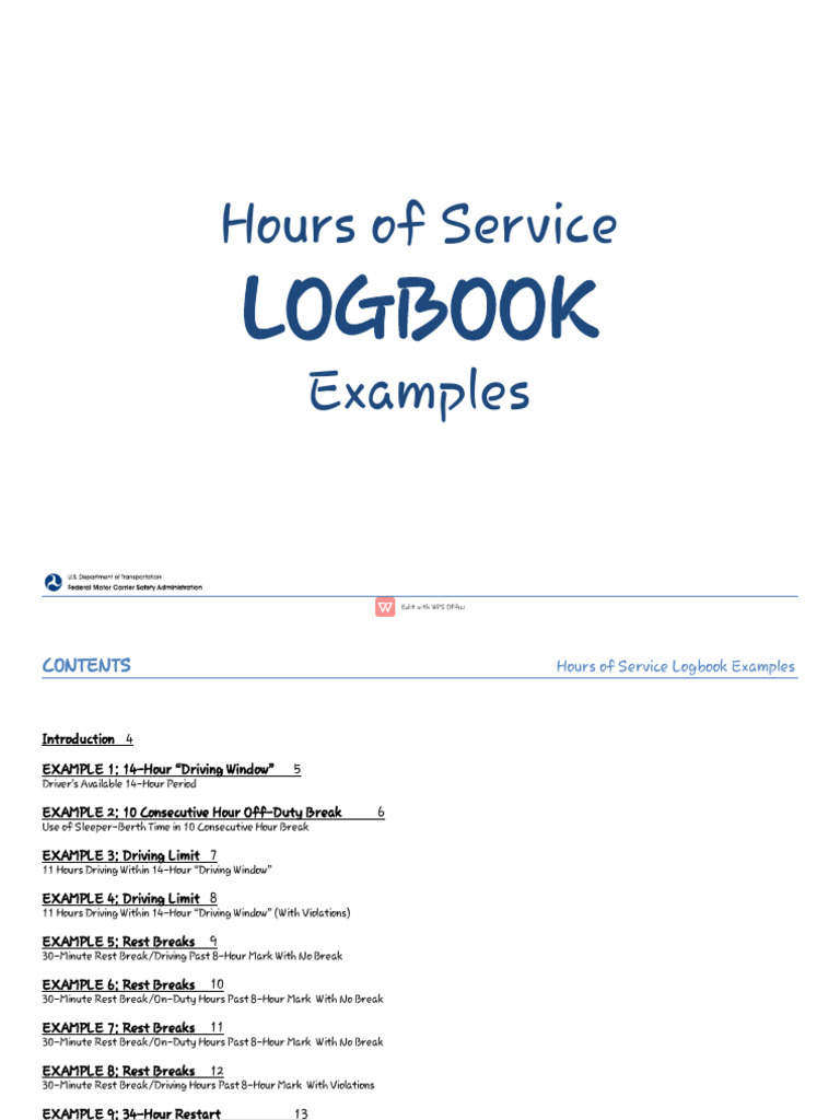 HOS Logbook Examples and Rules | PDF | Motor Vehicle | Road Transport