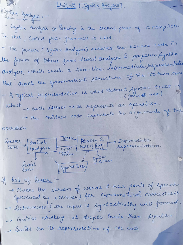 Cd Unit 2 Syntax Analysis Pdf