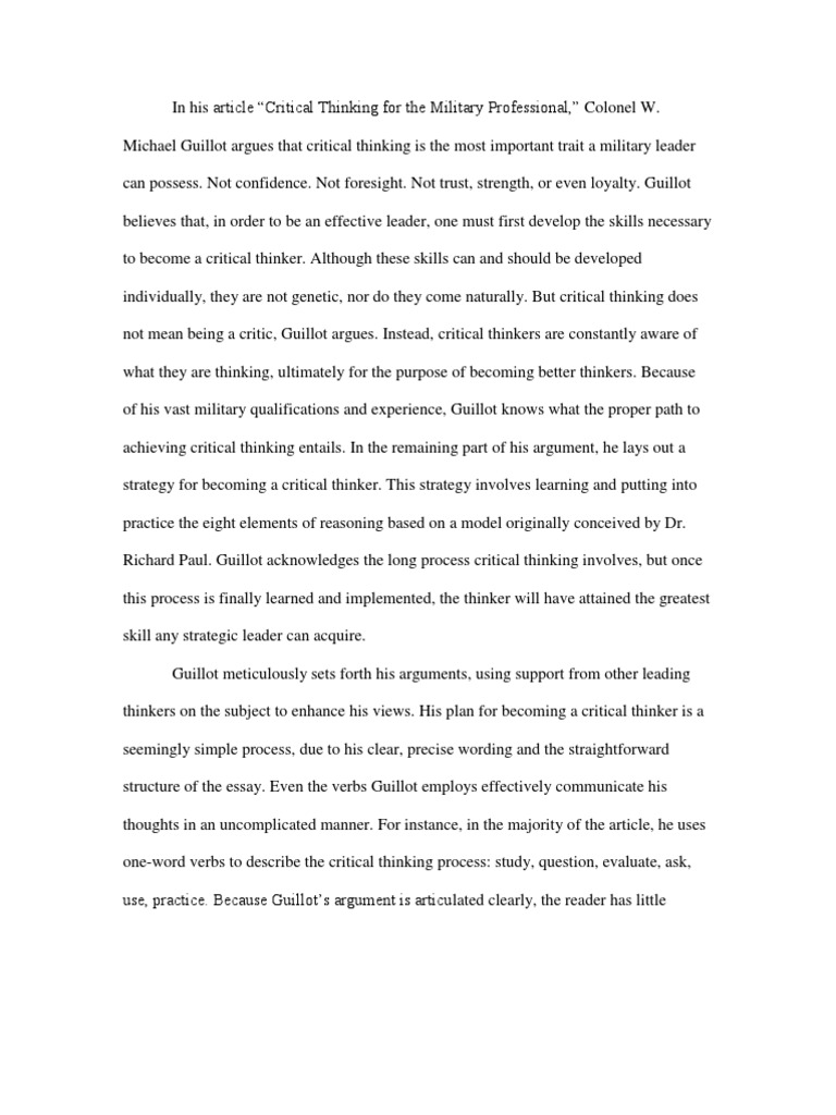 Military | Critical Thinking | Thought