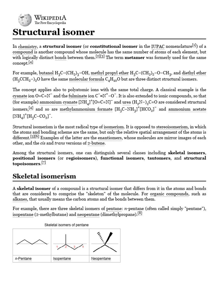 Structural Isomer | PDF | Isomer | Chemistry