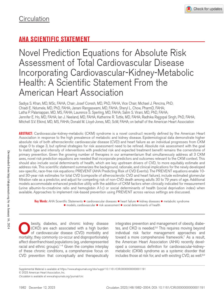 Aha Scientific Statement: Circulation | PDF