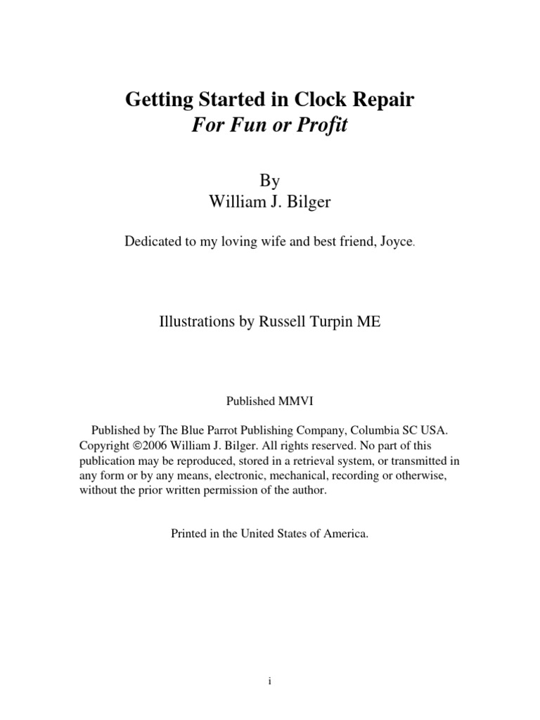 Getting Started Clock Repair-Dual-Translated | PDF | Pendulum | Clock