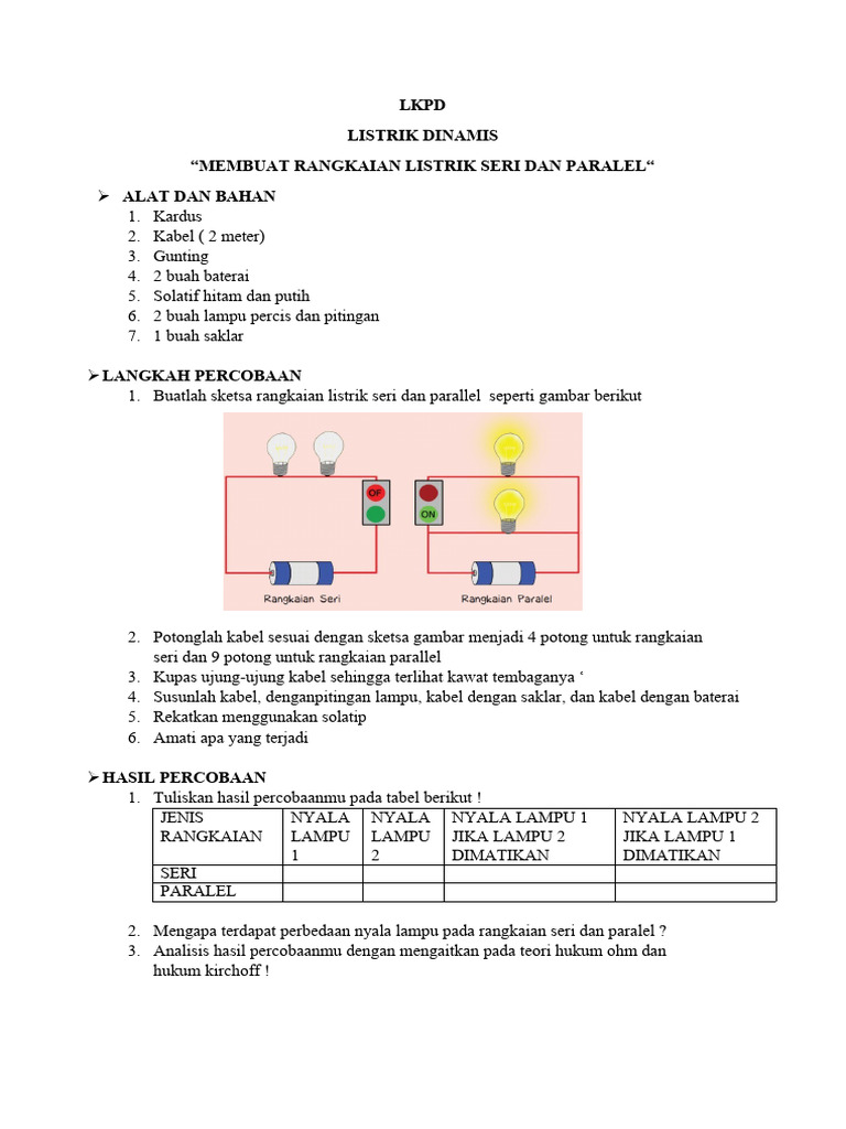 LKPD Rangkaian Seri Paralel | PDF LKPD Rangkaian Seri Paralel | PDF
