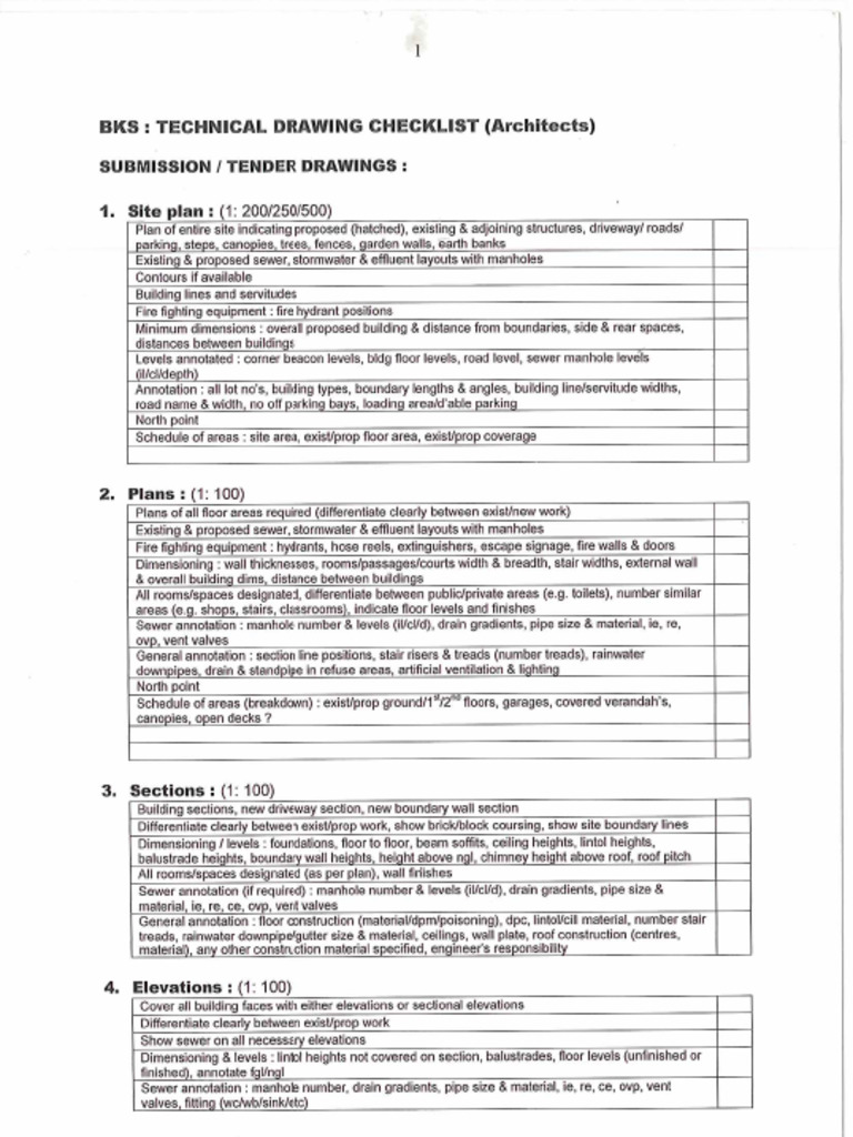 Technical Drawing Checklist | PDF