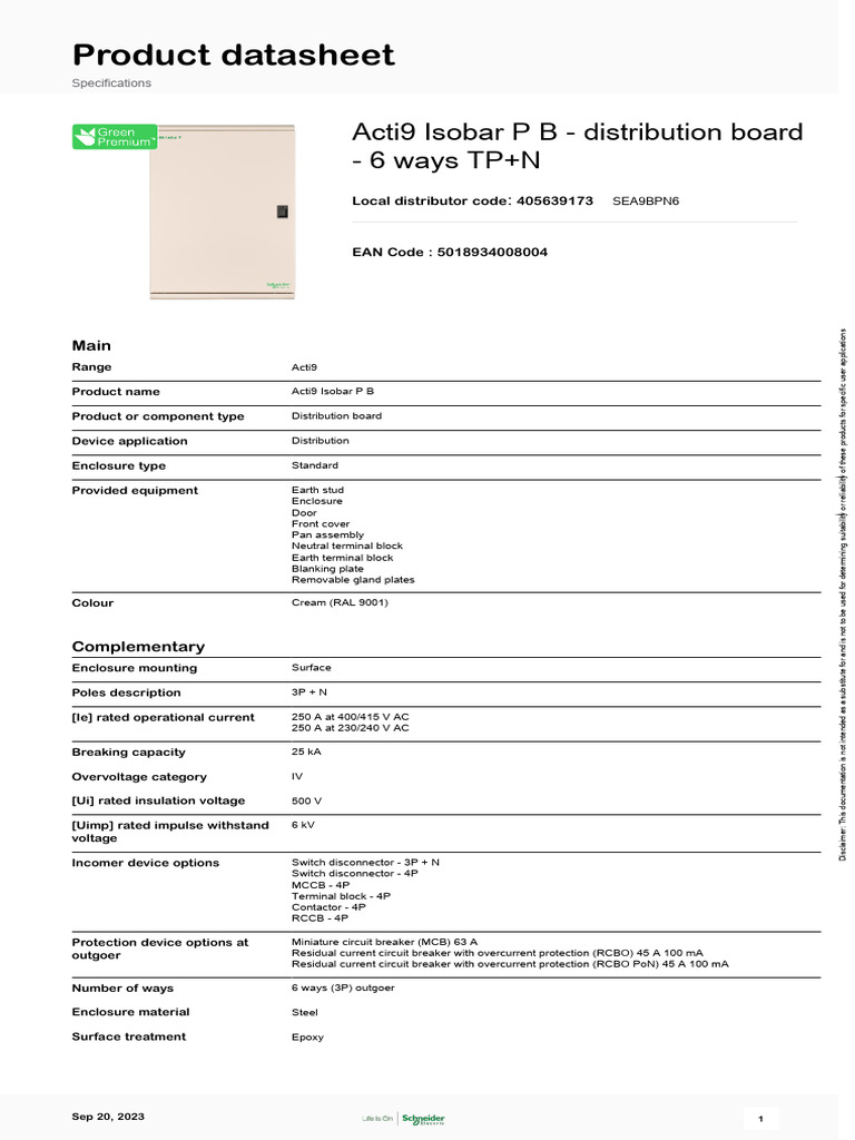 Acti9 Isobar P - B Type - SEA9BPN6 | Download Free PDF ...