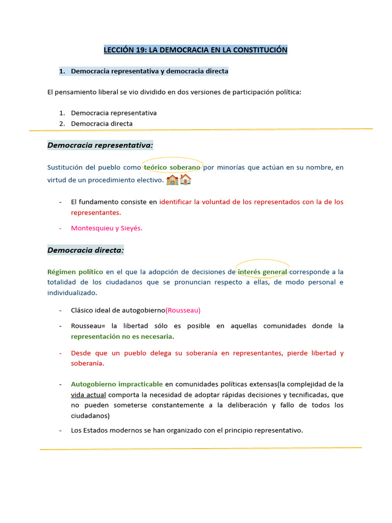 Resum T19 Constitucional | PDF | Democracia | Ideologías políticas