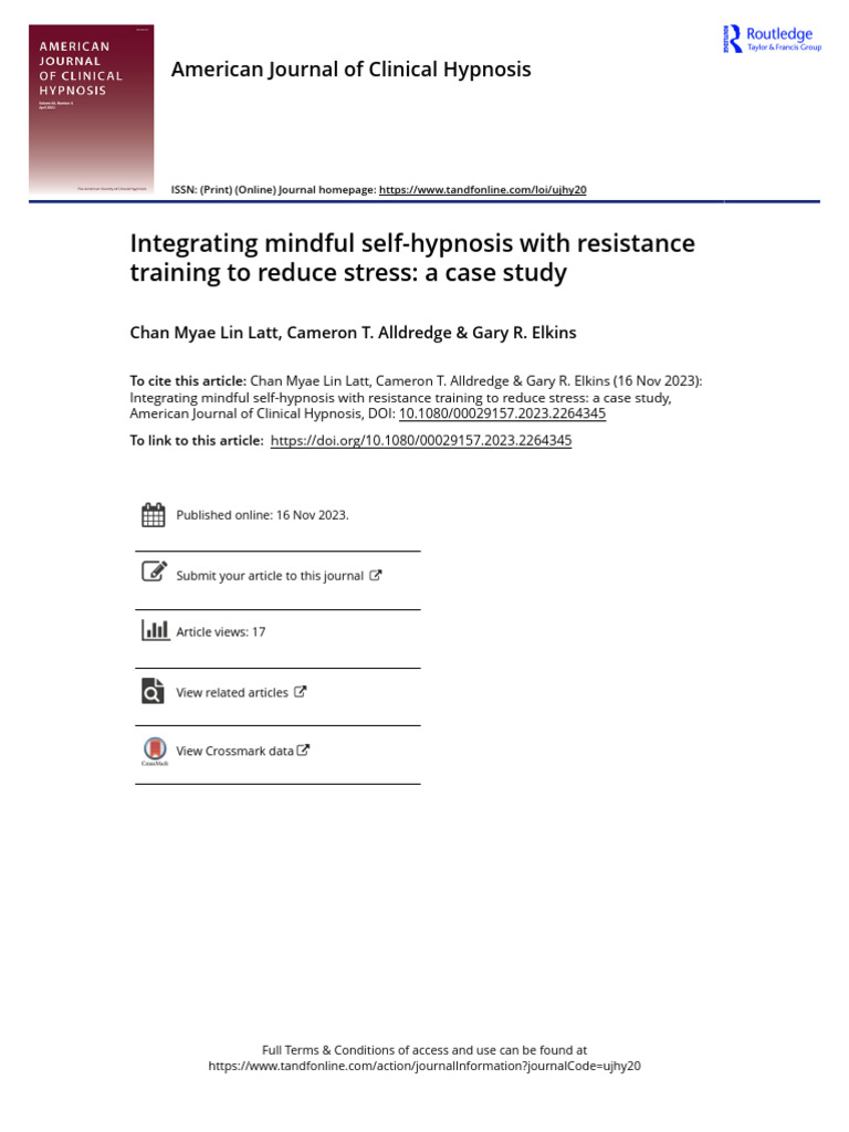 Integrating Mindful Self-Hypnosis With Resistance Training To Reduce ...