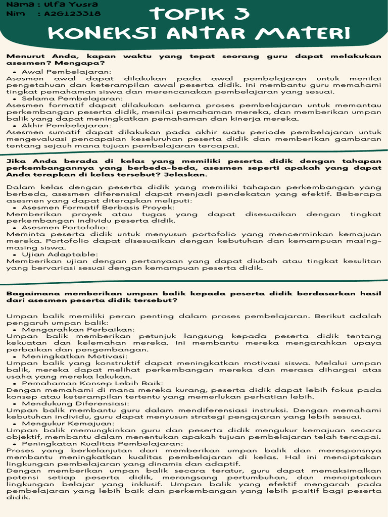 Topik 3-Koneksi Antar Materi-Ulfa Yusra-Ppdp | PDF | Karier & Perkembangan