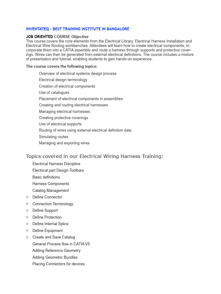 Electrical Wiring Harness Design Course | PDF | Technology & Engineering