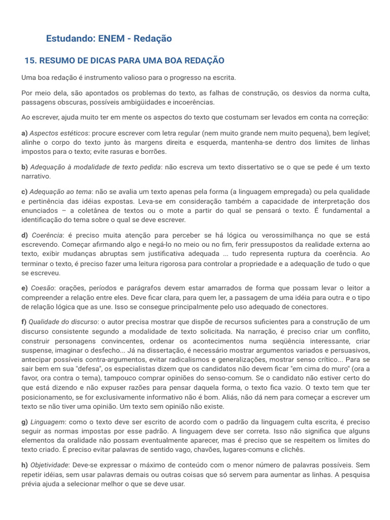 Dicas para Redação no ENEM: Guia Prático | PDF