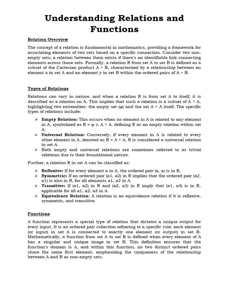 Chapter 1 Mathematics - Class 12 - Formula - Sheet | PDF | Function (Mathematics) | Set ...
