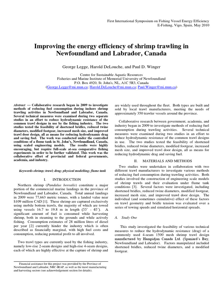 9improving The Energy Efficiency of Shrimp Trawling in Newfoundland and ...