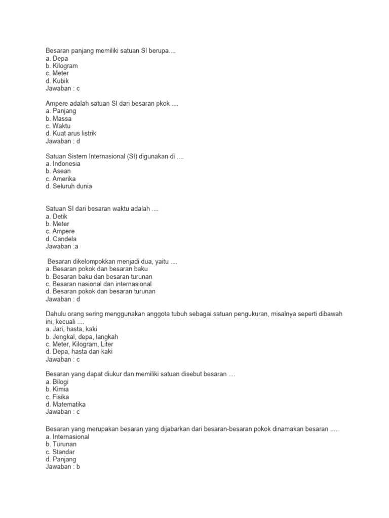 Besaran Panjang Memiliki Satuan SI Berupa | PDF | Metode & Bahan Ajar ...
