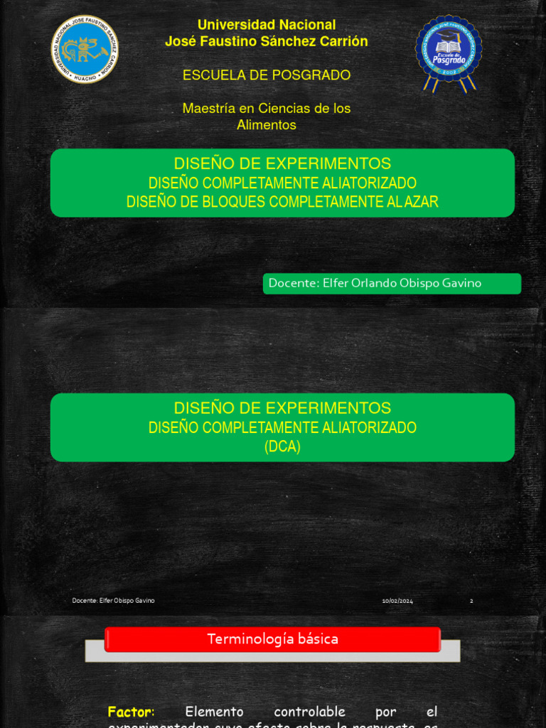 CLASE 2.1 - Diseño de Experimentos - DCA | PDF | Experimentar | Diseño de experimentos