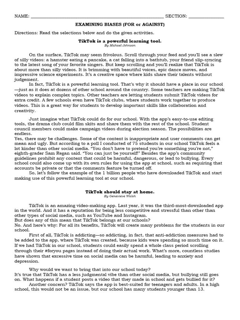 BIAS Grade 8 | PDF | Social Media | Popular Culture & Media Studies