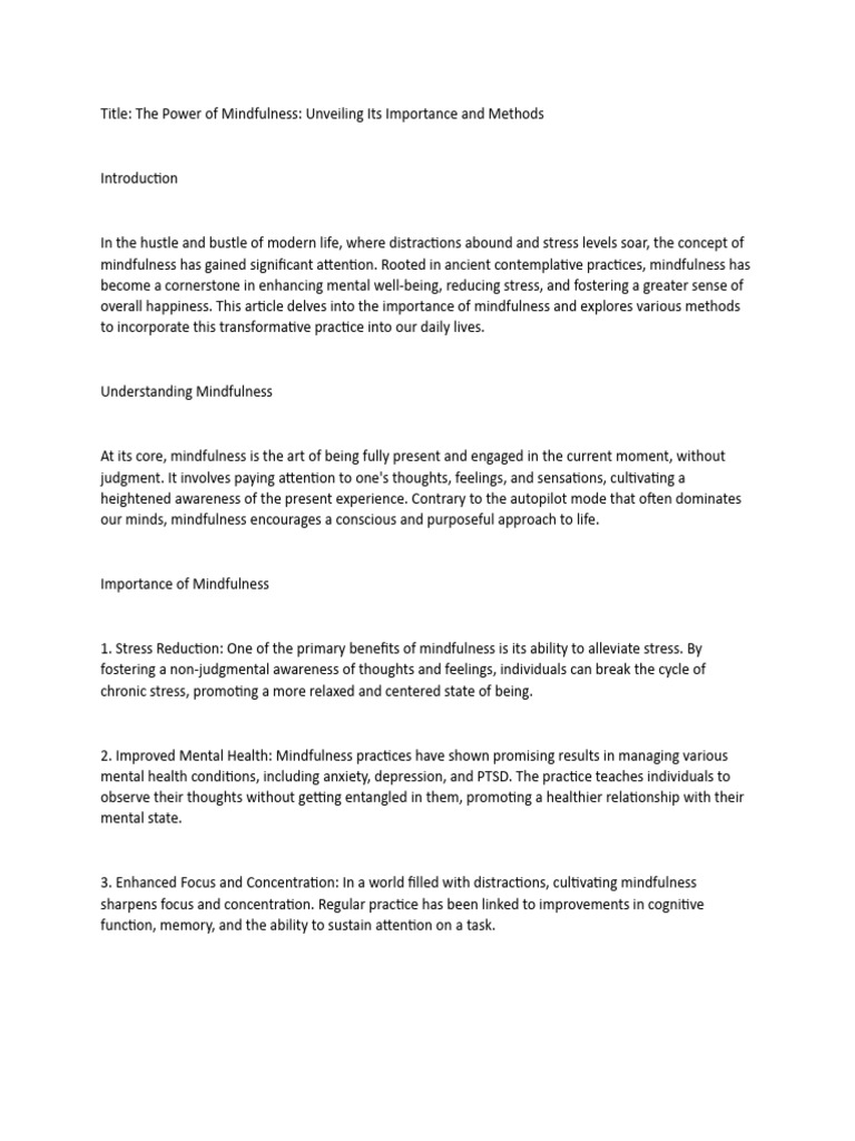 Mindfulness | PDF | Mindfulness | Meditation