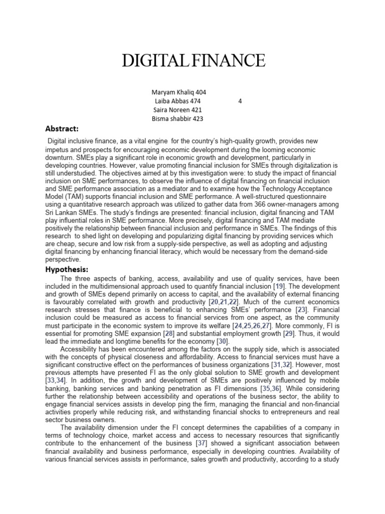 Digital Finance Pdf Small And Medium Sized Enterprises Financial