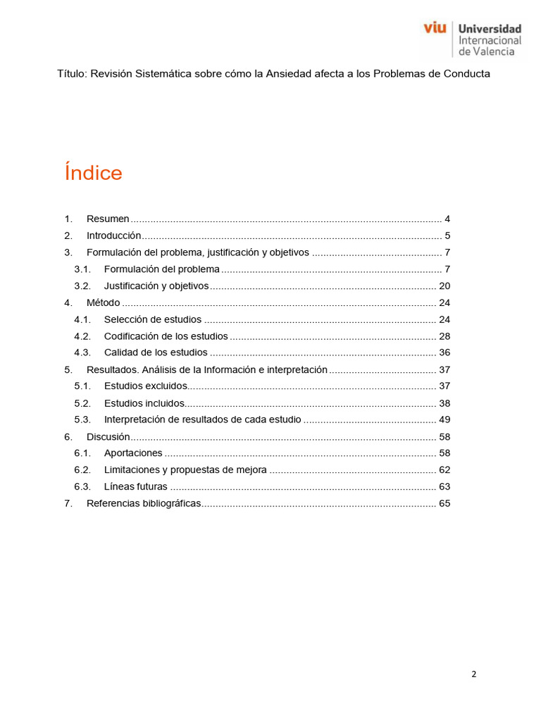 Ejemplo de TFM Revisión Sistemática | Descargar gratis PDF | Ansiedad | Estrés (biología)