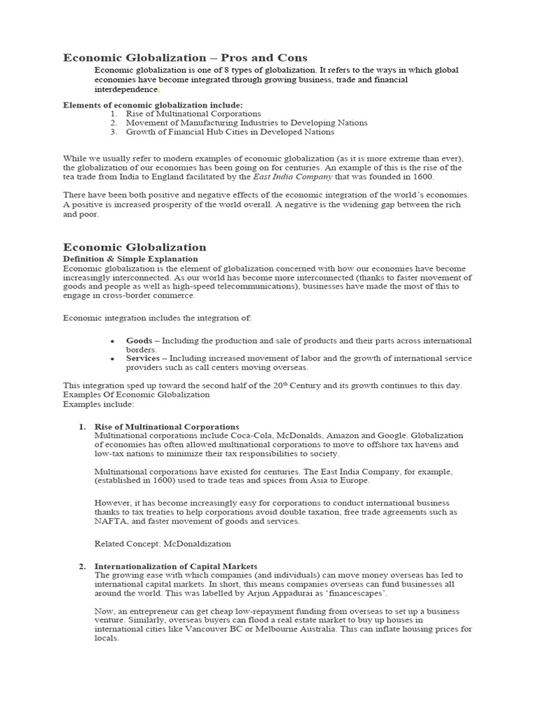 Economic Globalization Module | PDF | Globalization | Economic Globalization