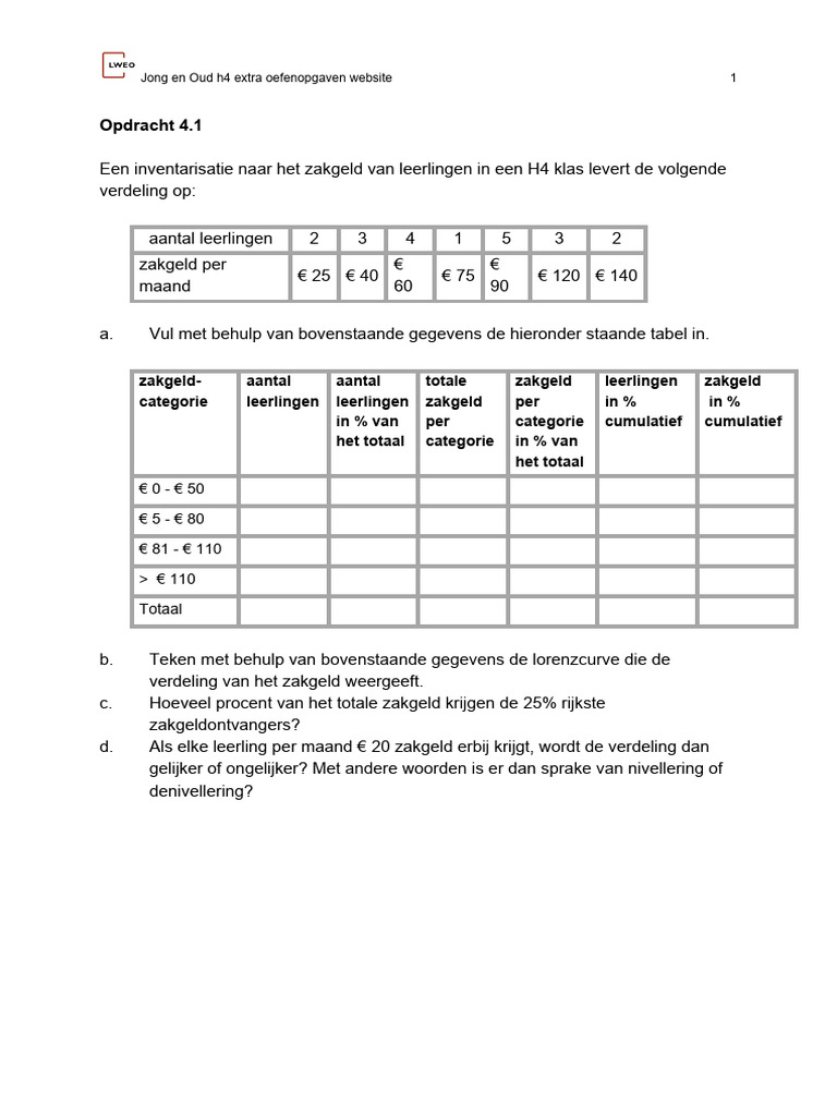 Jong en Oud 5 h4 Extra Oefenopgaven Website 2021 | PDF