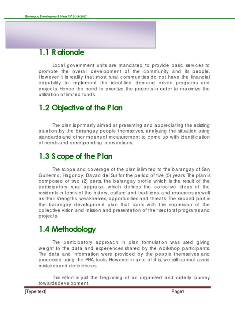 Barangay Devt Plan Format Final | Download Free PDF | Agriculture | Rice
