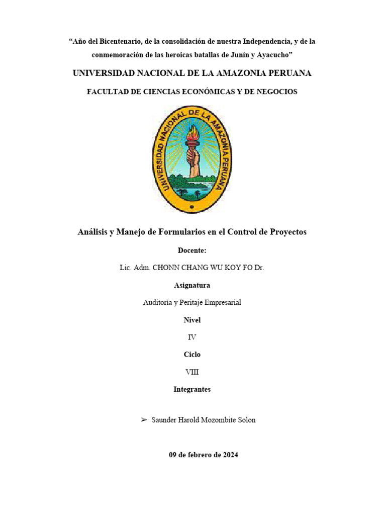 Análisis y Manejo de Formularios en El Control de Proyectos ... Análisis y Manejo de Formularios en El Control de Proyectos ...
