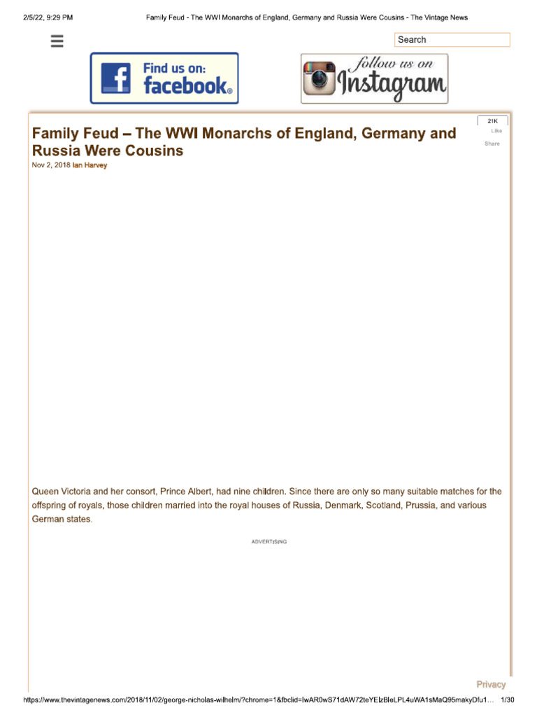 Family Feud The WWI Monarchs of England Germany and Russia Were Cousins ...