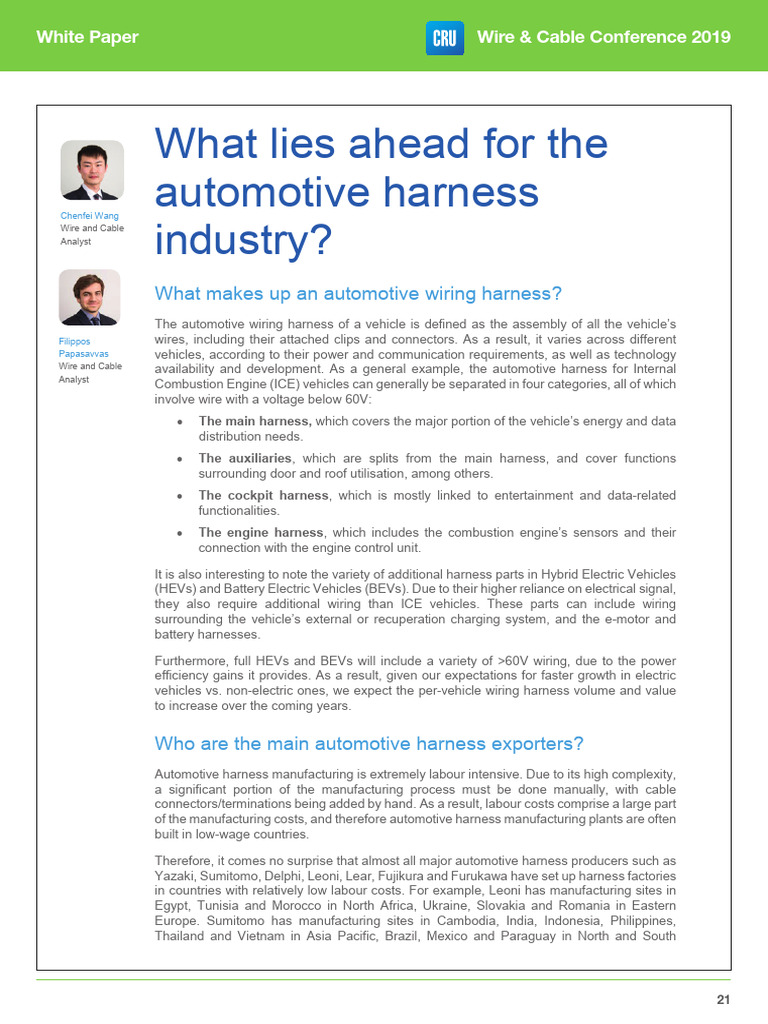 CRU White Paper - What Lies Ahead For The Automotive Harness Industry ...