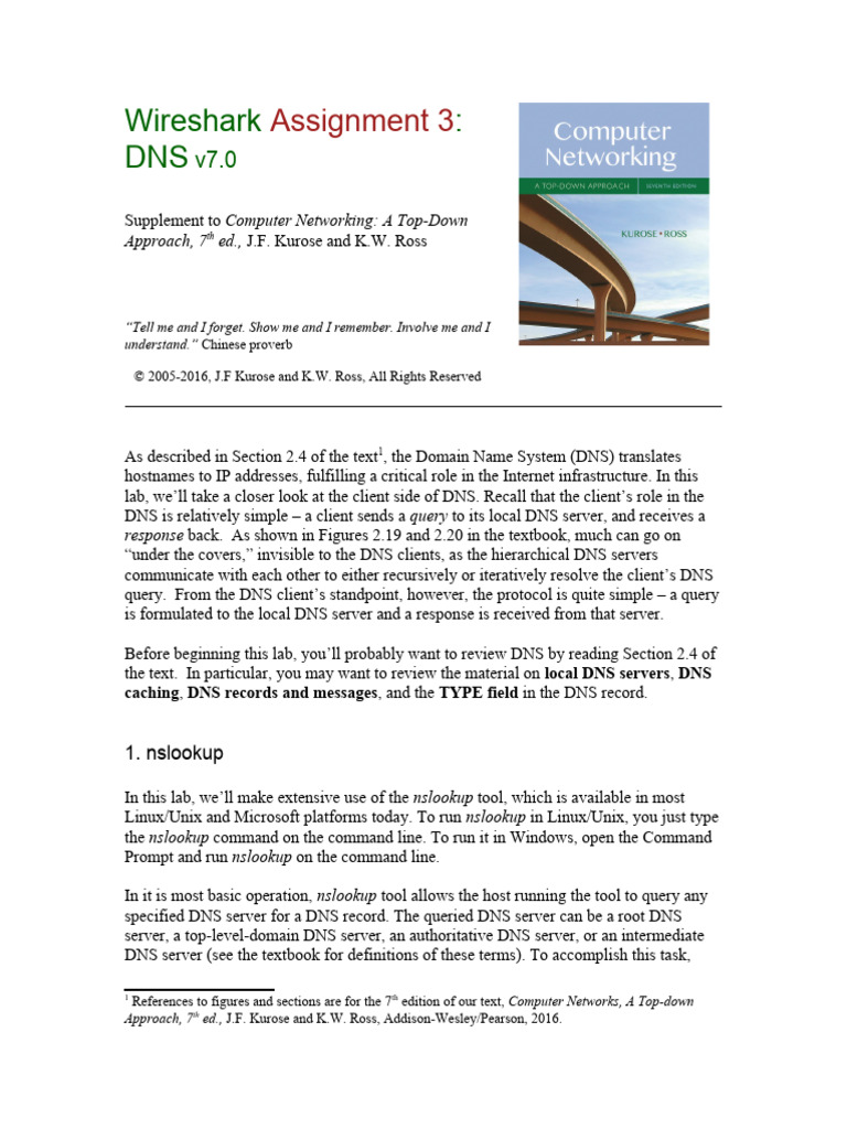 Wireshark Assignment 3 DNS | PDF | Domain Name System | Application Layer Protocols