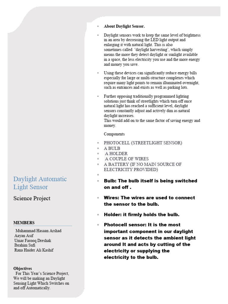 Daylight Automatic Light Sensor | PDF | Electrical Engineering | Light