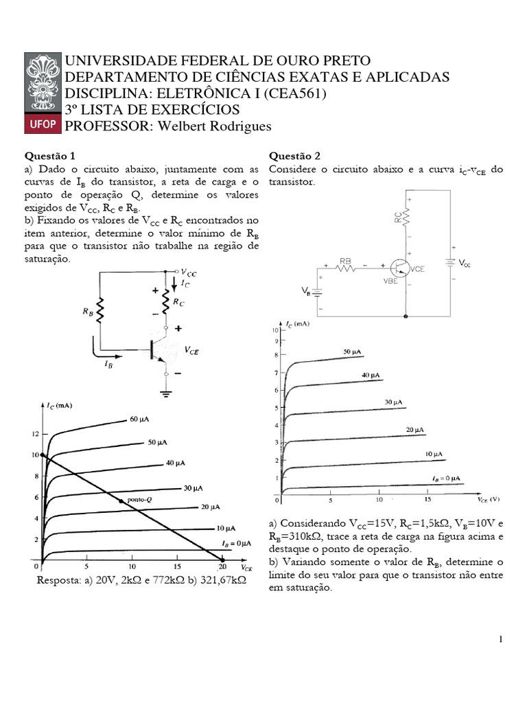 Reta de Carga em Circuitos com Transistores | PDF | Rede elétrica ...