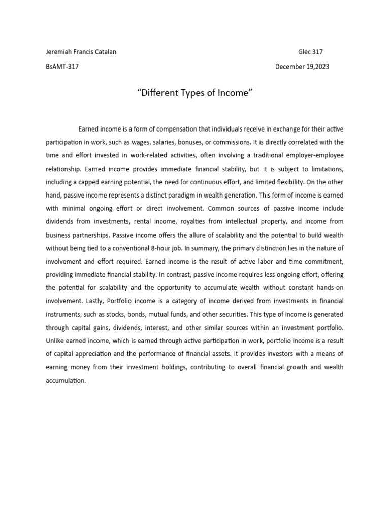 Types of Income Explained | PDF