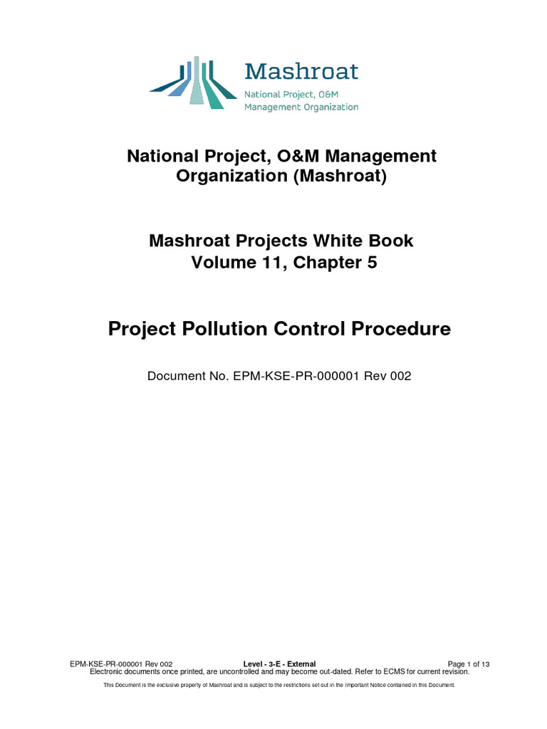 Project Pollution Control Procedure | PDF | Waste | Municipal Solid Waste