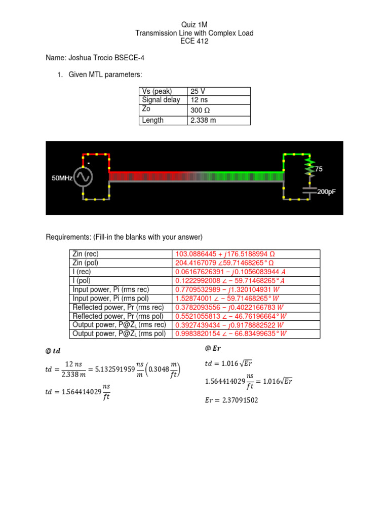 Trocio, Joshua ECE 412 Quiz 1m | PDF | Electrical Engineering | Electronics