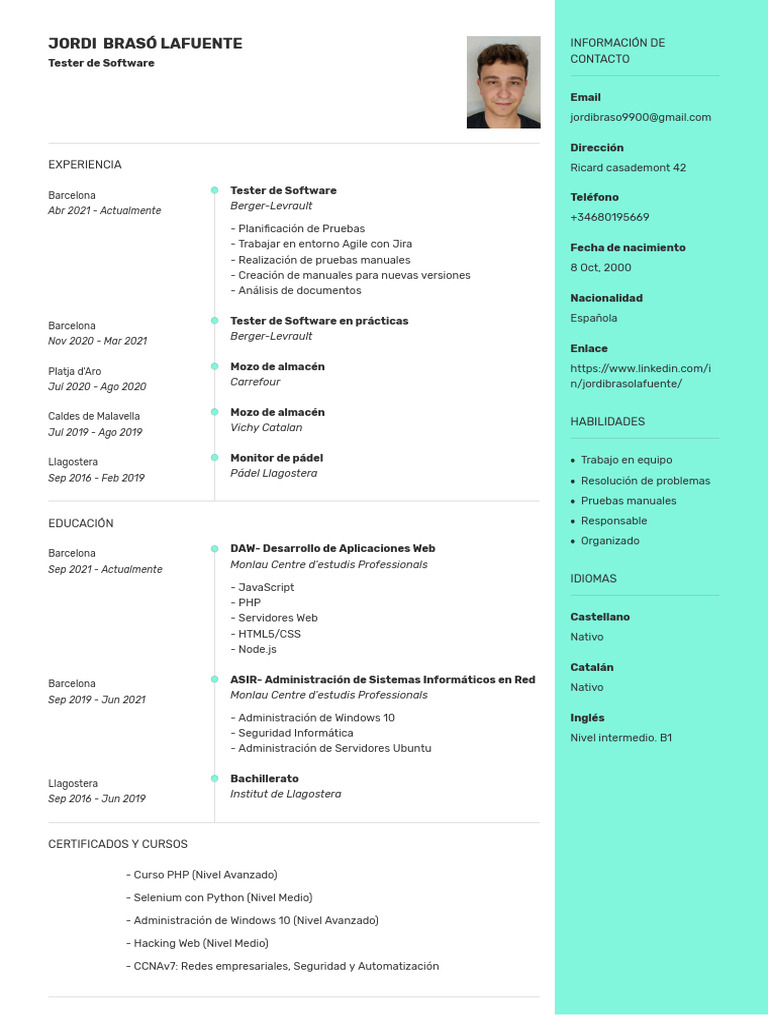 Cv Jordi Braso Extendido Pdf Desarrollo De Software Software