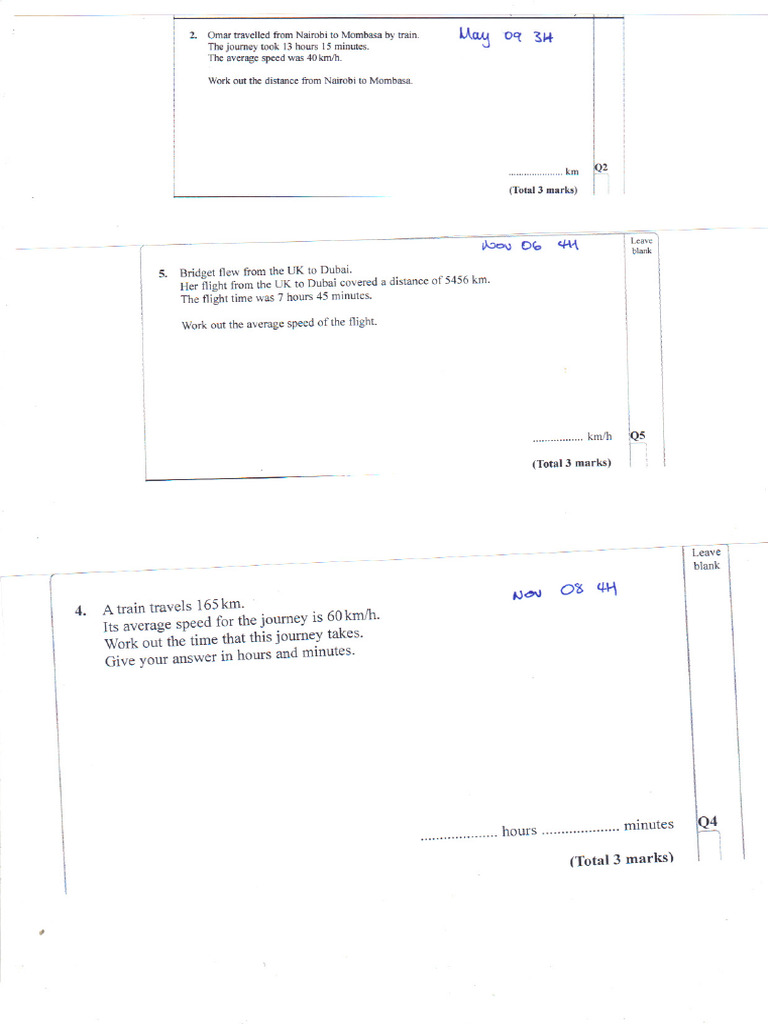 Speed Distance and Time Practice Questions | PDF