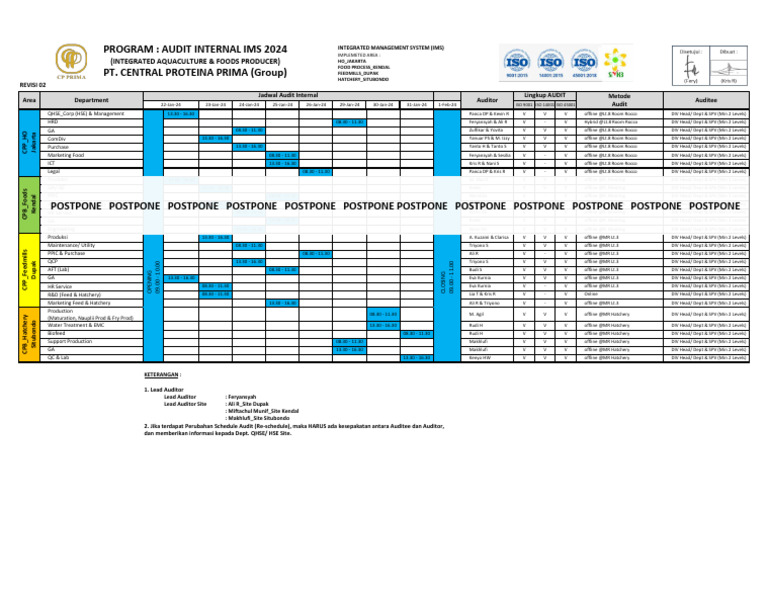 Jadwal Audit Internal P1 2024 (22 Jan SD 01 Feb 2024) Rev2 | PDF ...