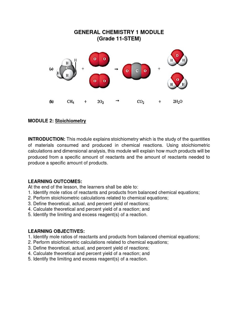 Stoichiometry Limiting Reactant Module Pdf