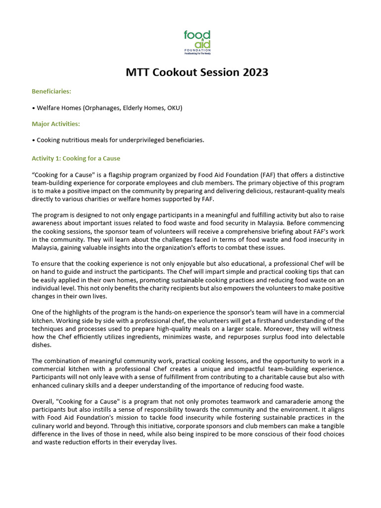 MTT Cookout Session 2023 | Download Free PDF | Cooking | Food And Drink